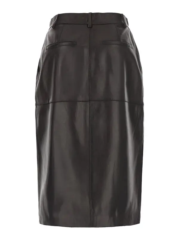 P.a.r.o.s.h Brown Skirt With Front Closure And Slit In Leather For