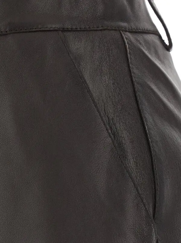 P.a.r.o.s.h Brown Skirt With Front Closure And Slit In Leather For