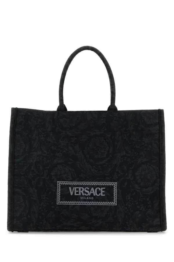 Versace Embroidered Shopper - Black