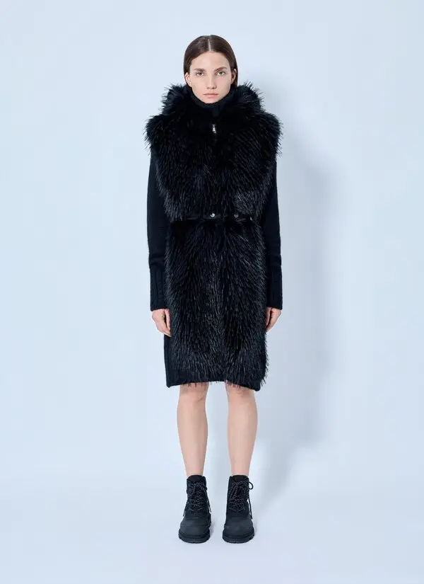 Moncler Textured Wool-blend Coat - Black