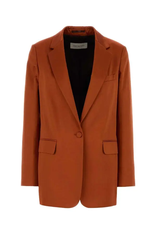 Dries Van Noten Copper Satin Blanchet Blazer - Orange