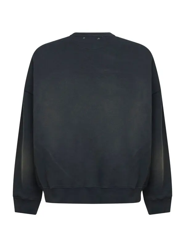 GOLDEN GOOSE Black Bleached Cotton Journey Sweatshirt