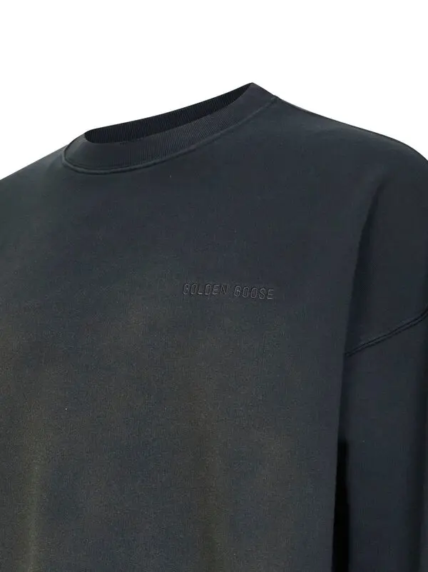 GOLDEN GOOSE Black Bleached Cotton Journey Sweatshirt