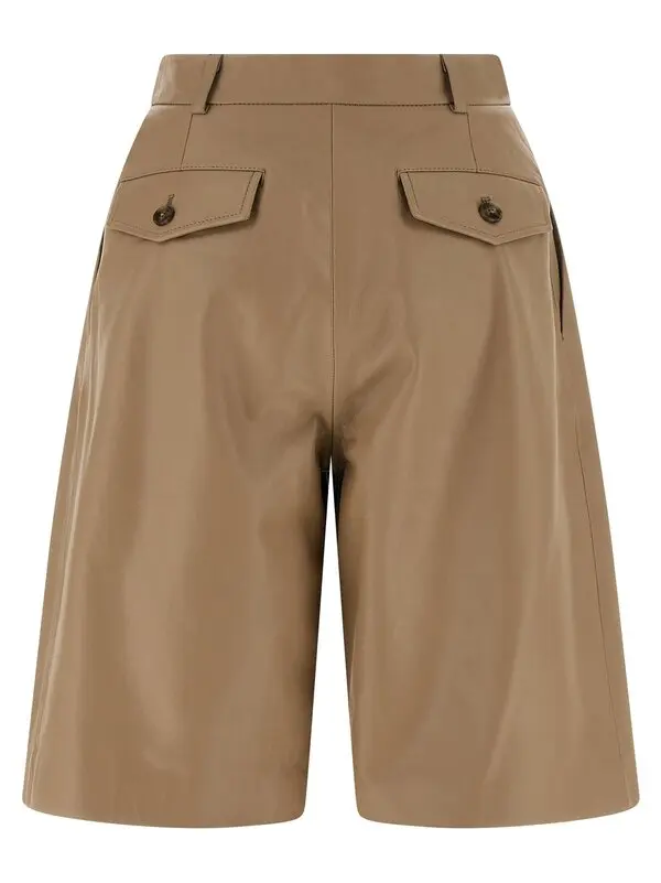 YVES SALOMON Nappa Leather Bermuda Shorts - Cream