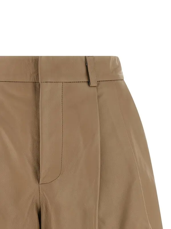 YVES SALOMON Nappa Leather Bermuda Shorts - Cream