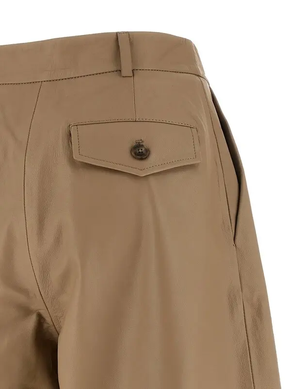 YVES SALOMON Nappa Leather Bermuda Shorts - Cream
