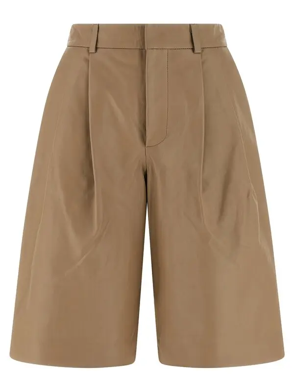 YVES SALOMON Nappa Leather Bermuda Shorts - Cream