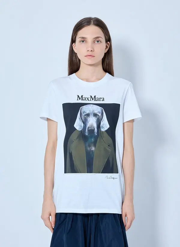 Max Mara Graphic Print Cotton T-shirt - White