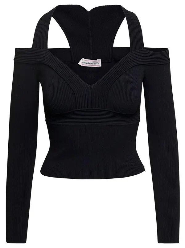 Alexander McQueen Stretch Jersey Cut-out Cropped Top - Multicolor