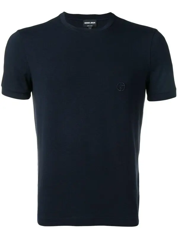 Giorgio Armani Stretch Viscose Jersey Crew Neck T-shirt - Blue