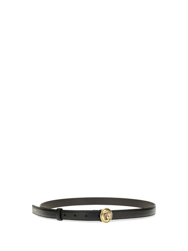 Versace Logo Leather Belt - Black