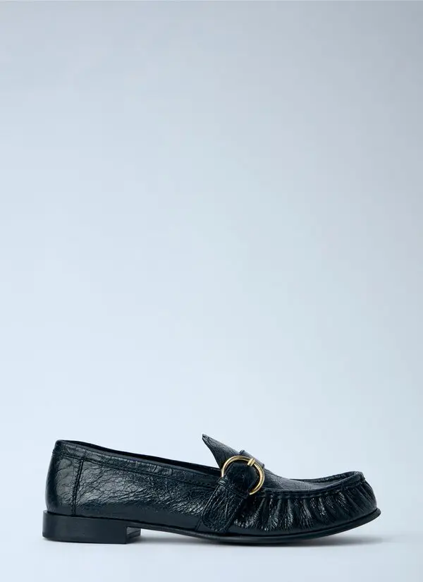 Miu Miu Leather Loafers With Buckle Detail - Black