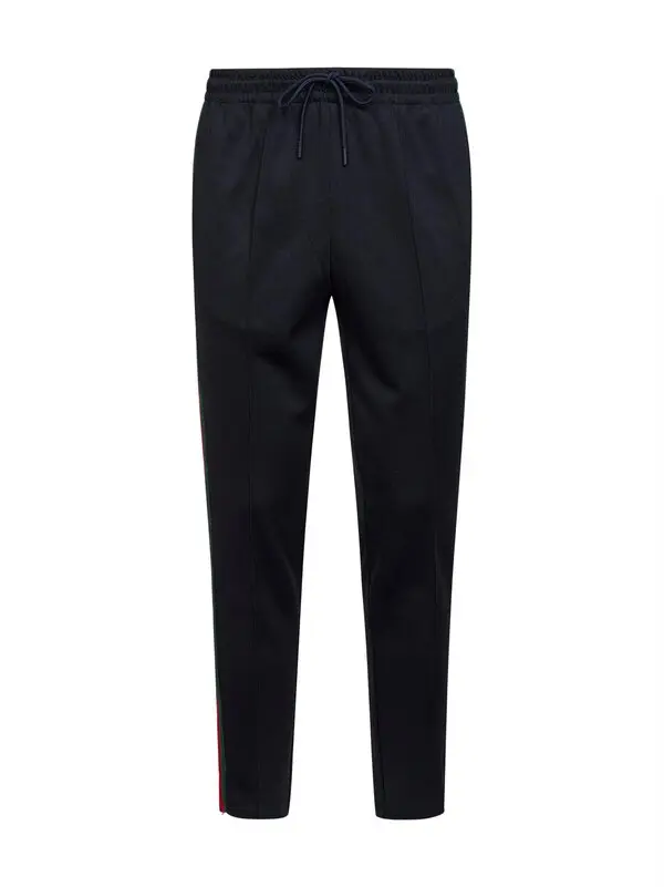 Gucci Dark Blue Technical Jersey Jogging Trousers With Web - Multicolor