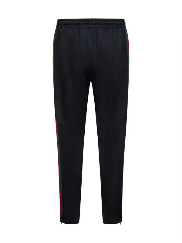 Gucci Dark Blue Technical Jersey Jogging Trousers With Web - Multicolor