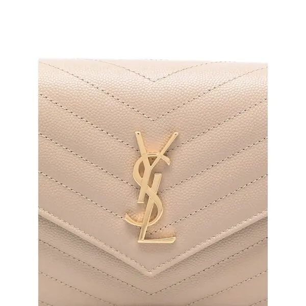 Saint Laurent Calf Leather Chevron Quilting Cross Body Bag - Cream