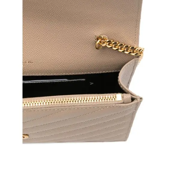 Saint Laurent Calf Leather Chevron Quilting Cross Body Bag - Cream