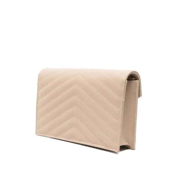 Saint Laurent Calf Leather Chevron Quilting Cross Body Bag - Cream