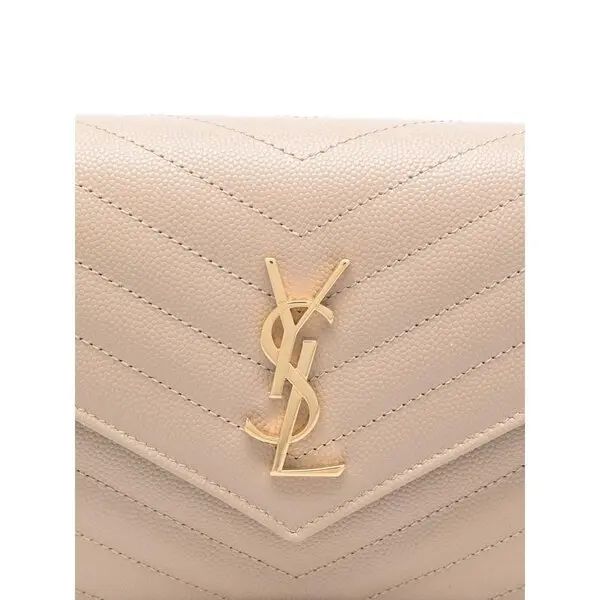 Saint Laurent Calf Leather Cross Body Bag - Cream