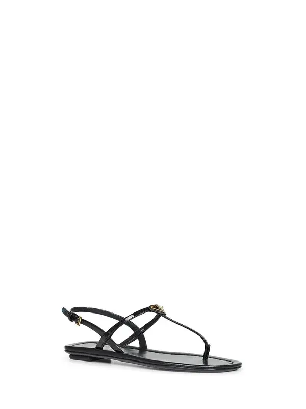 Prada Calzature Black Patent Leather Thong Sandals - Multicolor