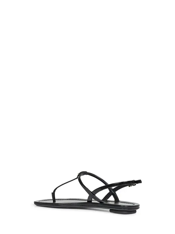Prada Calzature Black Patent Leather Thong Sandals - Multicolor