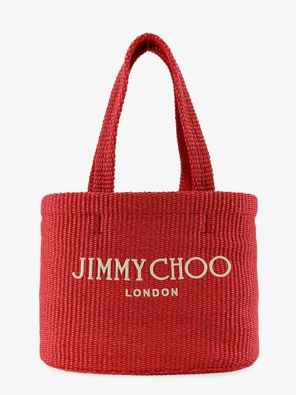 JIMMY CHOO Raffia Shopping Bag With Lettering Logo On The Front - Multicolor