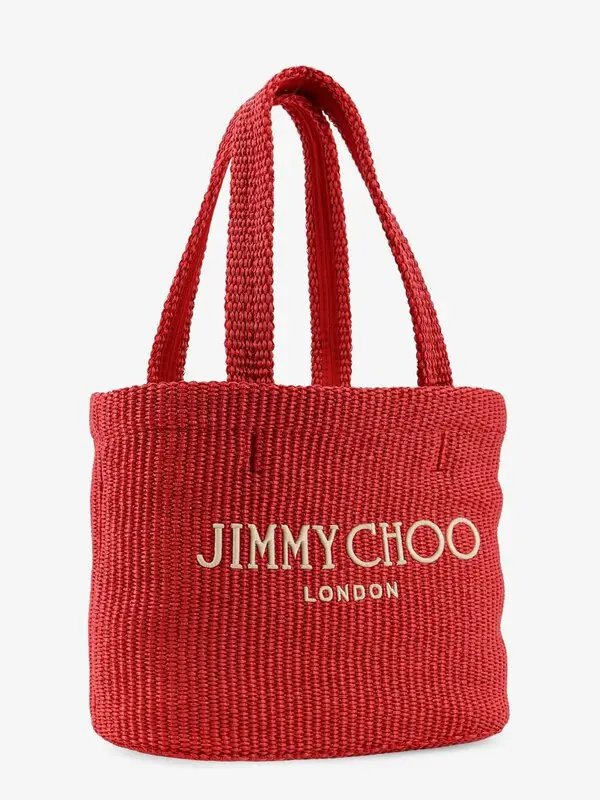 JIMMY CHOO Raffia Shopping Bag With Lettering Logo On The Front - Multicolor