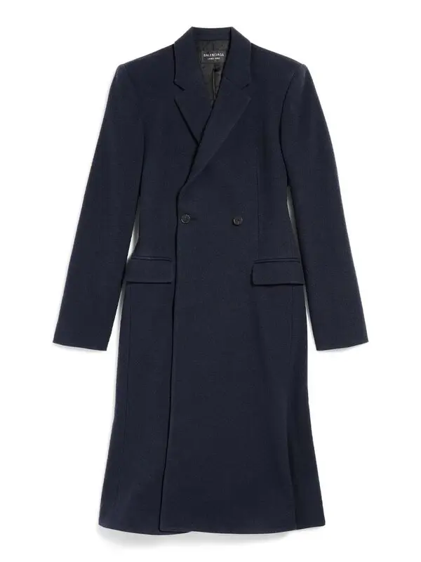 Balenciaga Godet Brushed Wool Midi Coat - Blue