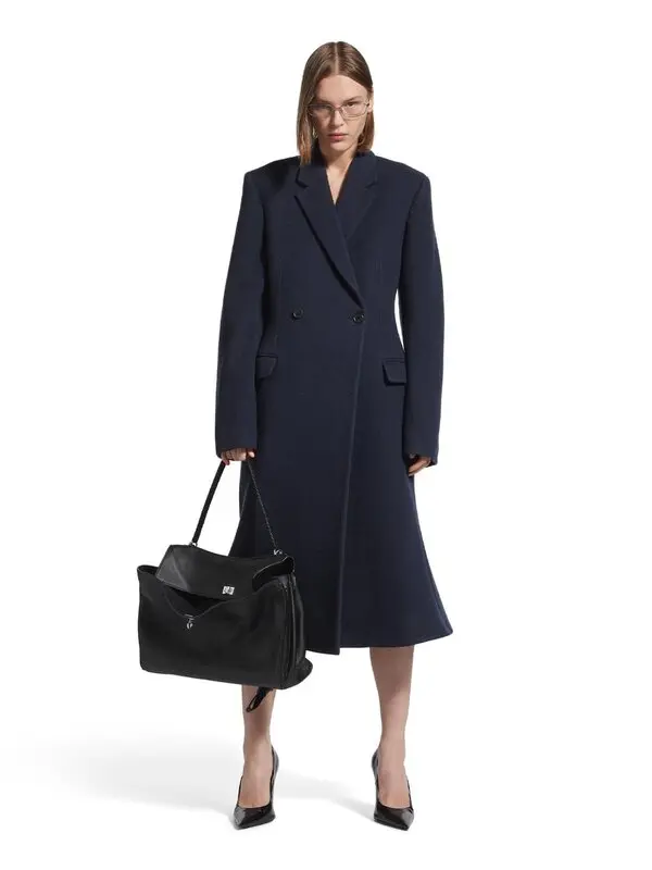 Balenciaga Godet Brushed Wool Midi Coat