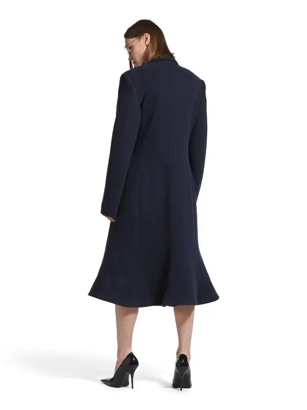 Balenciaga Godet Brushed Wool Midi Coat