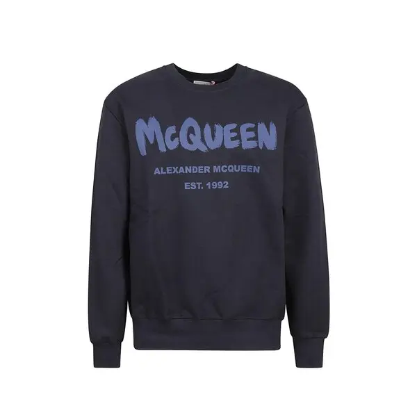 Alexander McQueen Cotton Logo Sweatshirt - Blue