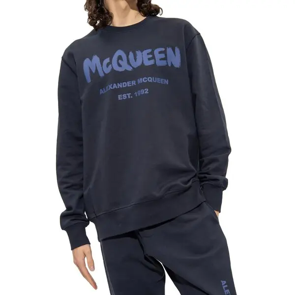 Alexander McQueen Cotton Logo Sweatshirt - Blue