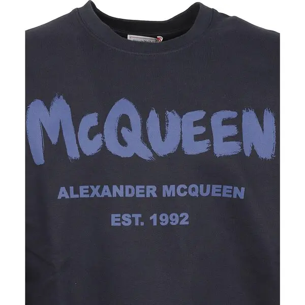 Alexander McQueen Cotton Logo Sweatshirt - Blue