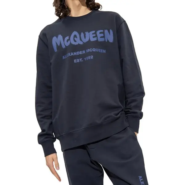Alexander McQueen Cotton Logo Sweatshirt - Blue