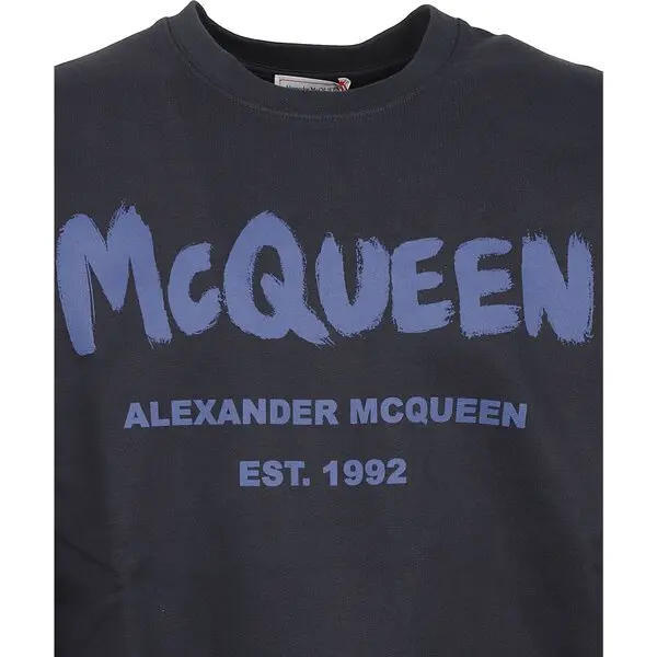 Alexander McQueen Cotton Logo Sweatshirt - Blue