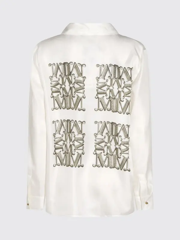 Max Mara Monogram Print Silk Shirt With Classic Collar - Multicolor
