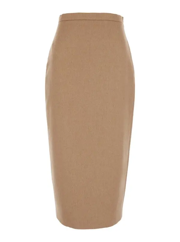 Max Mara Beige Skirt With Slit And Back Closure In Wool For