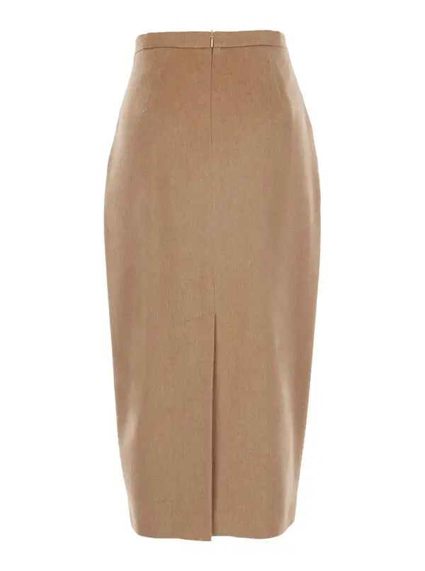 Max Mara Beige Skirt With Slit And Back Closure In Wool For