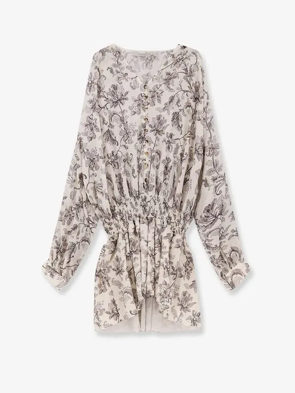 GOLDEN GOOSE Short Cotton Dress With Floral Pattern - Multicolor