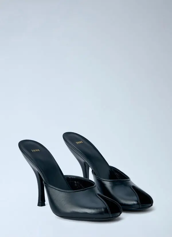 JUDE Leather Stiletto Mules - Black