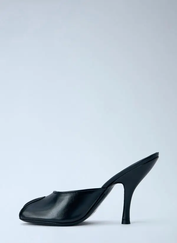 JUDE Leather Stiletto Mules - Black
