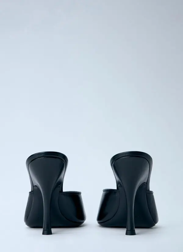 JUDE Leather Stiletto Mules - Black