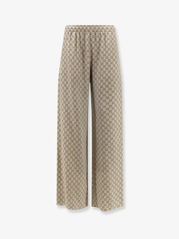 Gucci Silk Trousers With Gg Print - Multicolor