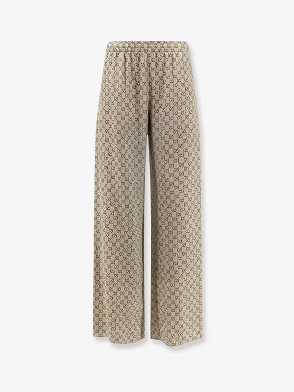 Gucci Silk Trousers With Gg Print - Multicolor