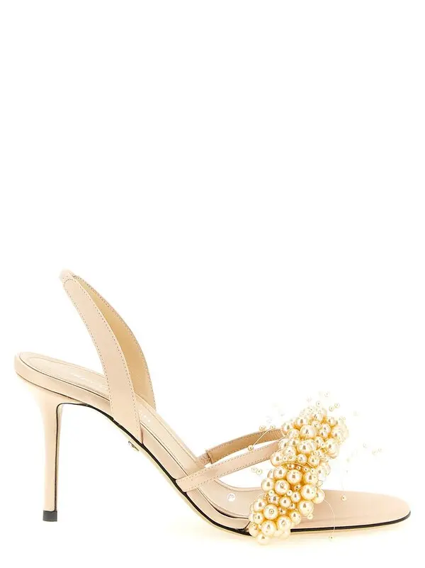 Mach & Mach Floating Pearl Sandals - Gold