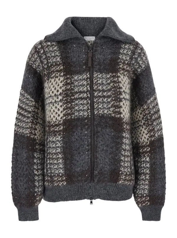 Brunello Cucinelli Jacket With Folded High Collar And Dropped Shoulders In Wool Blend For