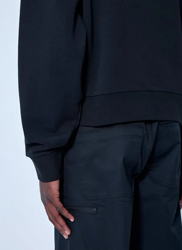 Moncler Half-zip Cotton Sweatshirt With Logo Patch - Black