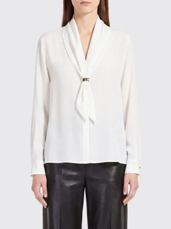 Max Mara Pussy-bow Silk Shirt With Long Sleeves - White