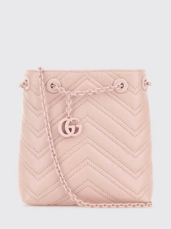 Gucci Gg Marmont Mini Chevron Matelassé Nappa Leather Bucket Bag - Pink