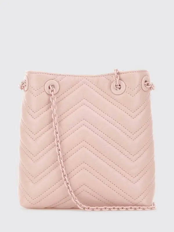Gucci Gg Marmont Mini Chevron Matelassé Nappa Leather Bucket Bag - Pink