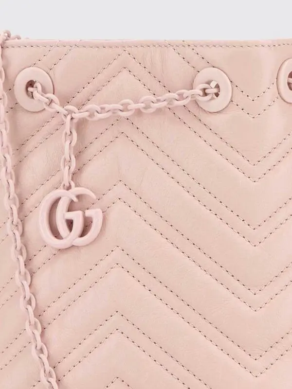 Gucci Gg Marmont Mini Chevron Matelassé Nappa Leather Bucket Bag - Pink
